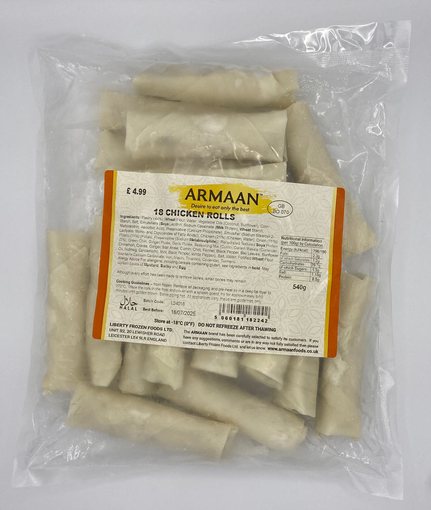 Armaan - 18 Chicken Rolls (540g) – The Halal Food Shop